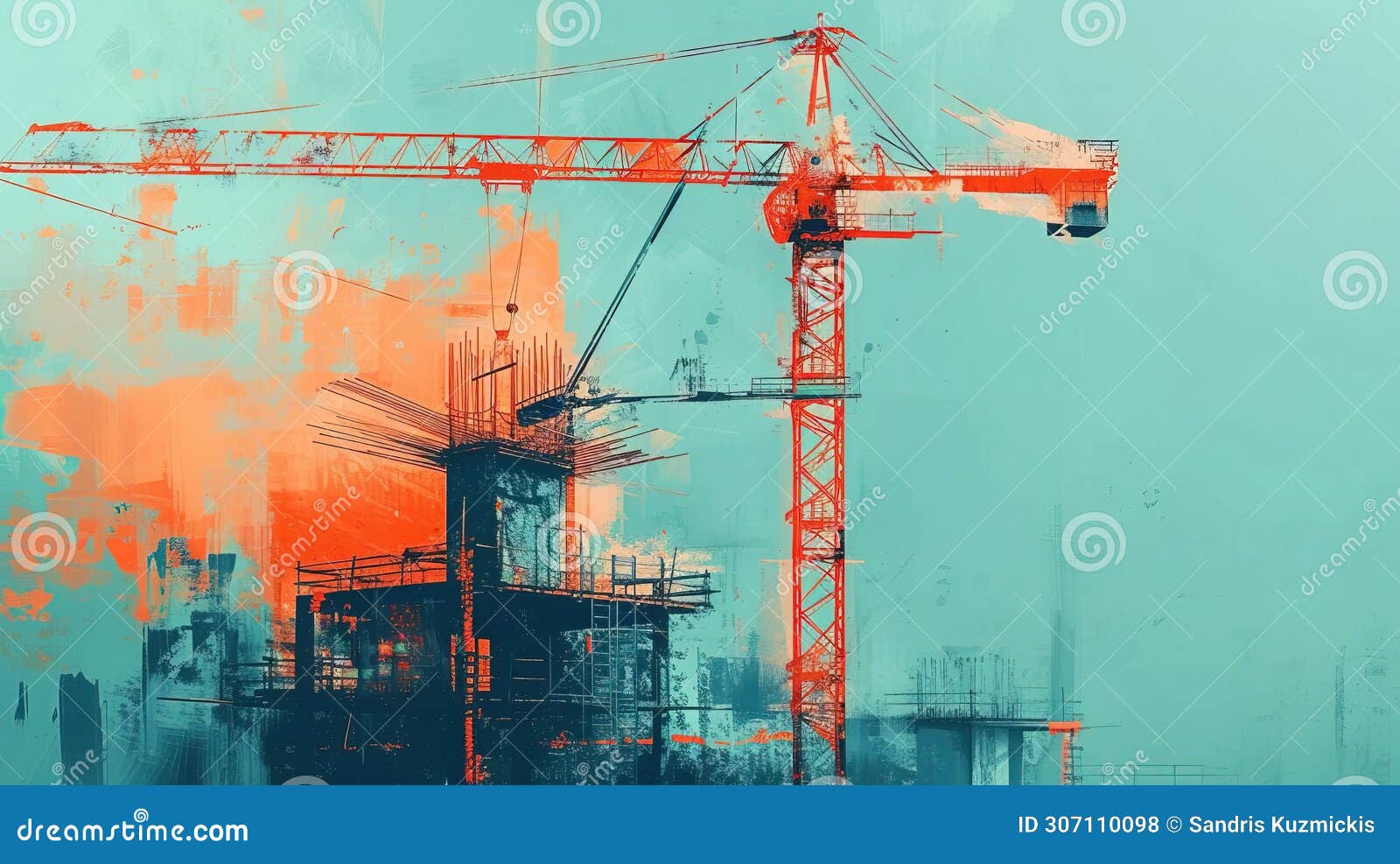 Painting of a Crane in Construction Site. Generative AI Stock ...