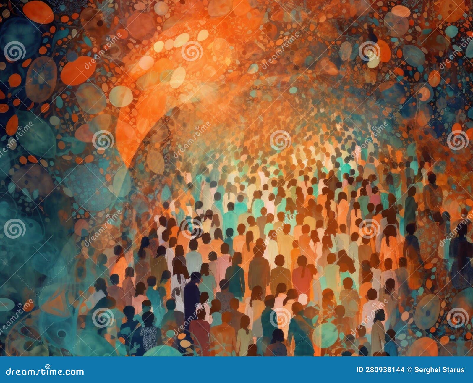 A Painting of a Crowd of People Standing in a Circle. Generative AI ...