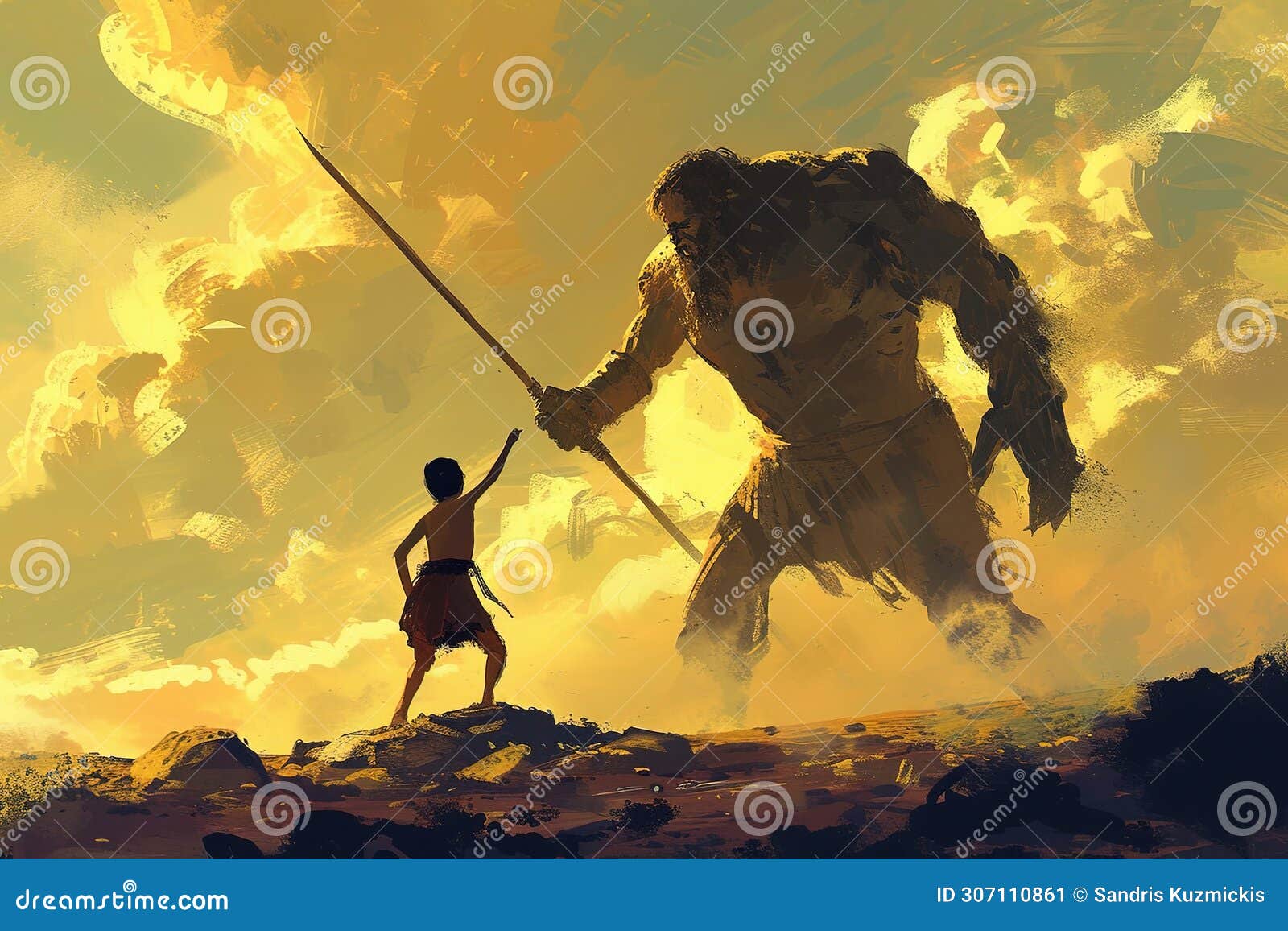 Painting Of David And Goliath. Generative AI Stock Photography ...