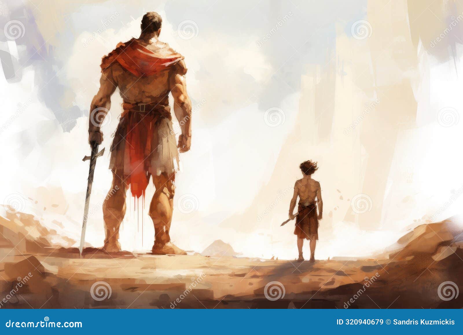 Painting of David and Goliath. Generative AI. Stock Illustration ...