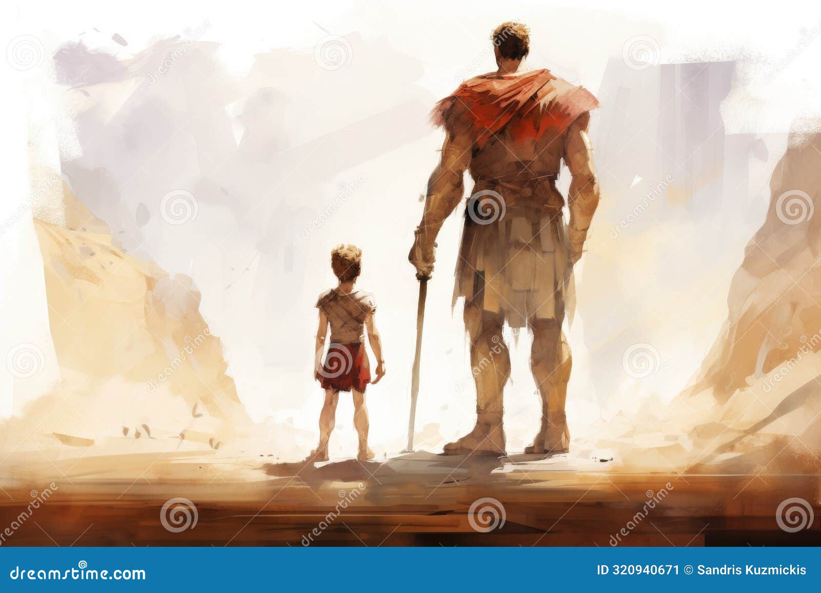 Painting of David and Goliath. Generative AI. Stock Illustration ...