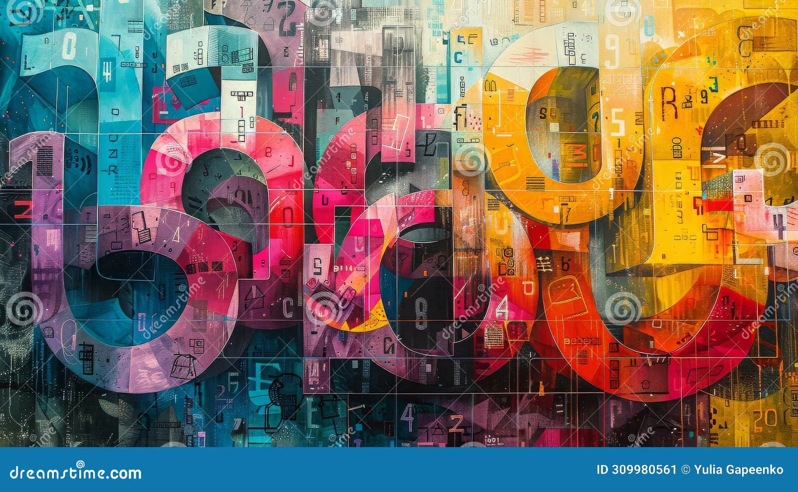 Painting of Numbers and Numbers on Wall Stock Image - Image of ...