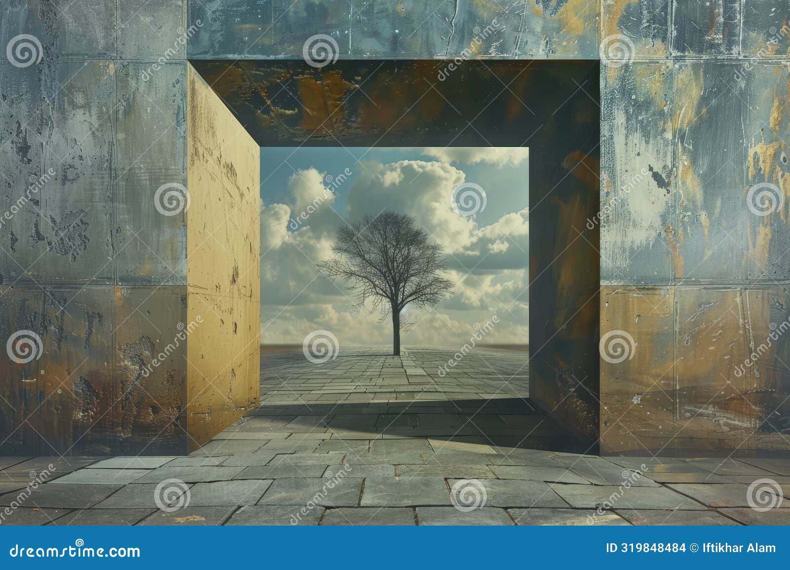 A Painting Depicting an Open Door with a Tree Growing Inside ...