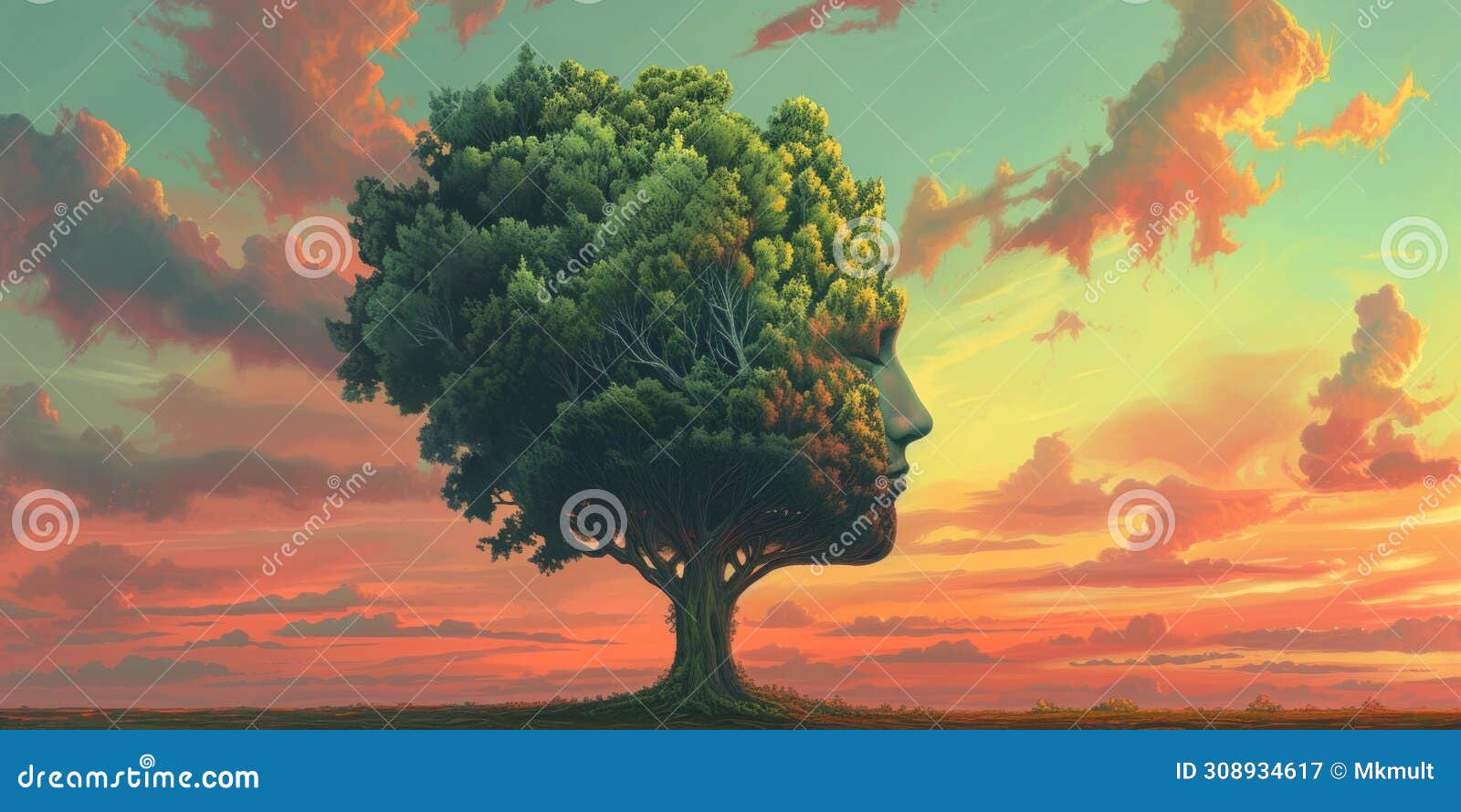 Tree Head Painting stock image. Image of face, unique - 308934617