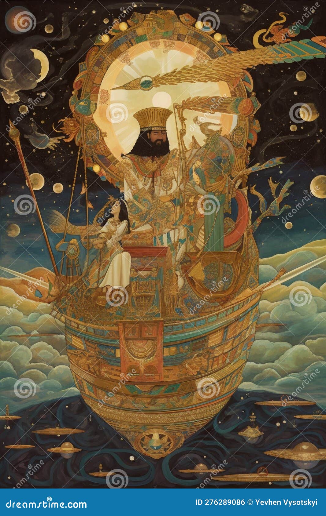 Egypt Pharaoh at the Controls of Space Ship Stock Illustration ...