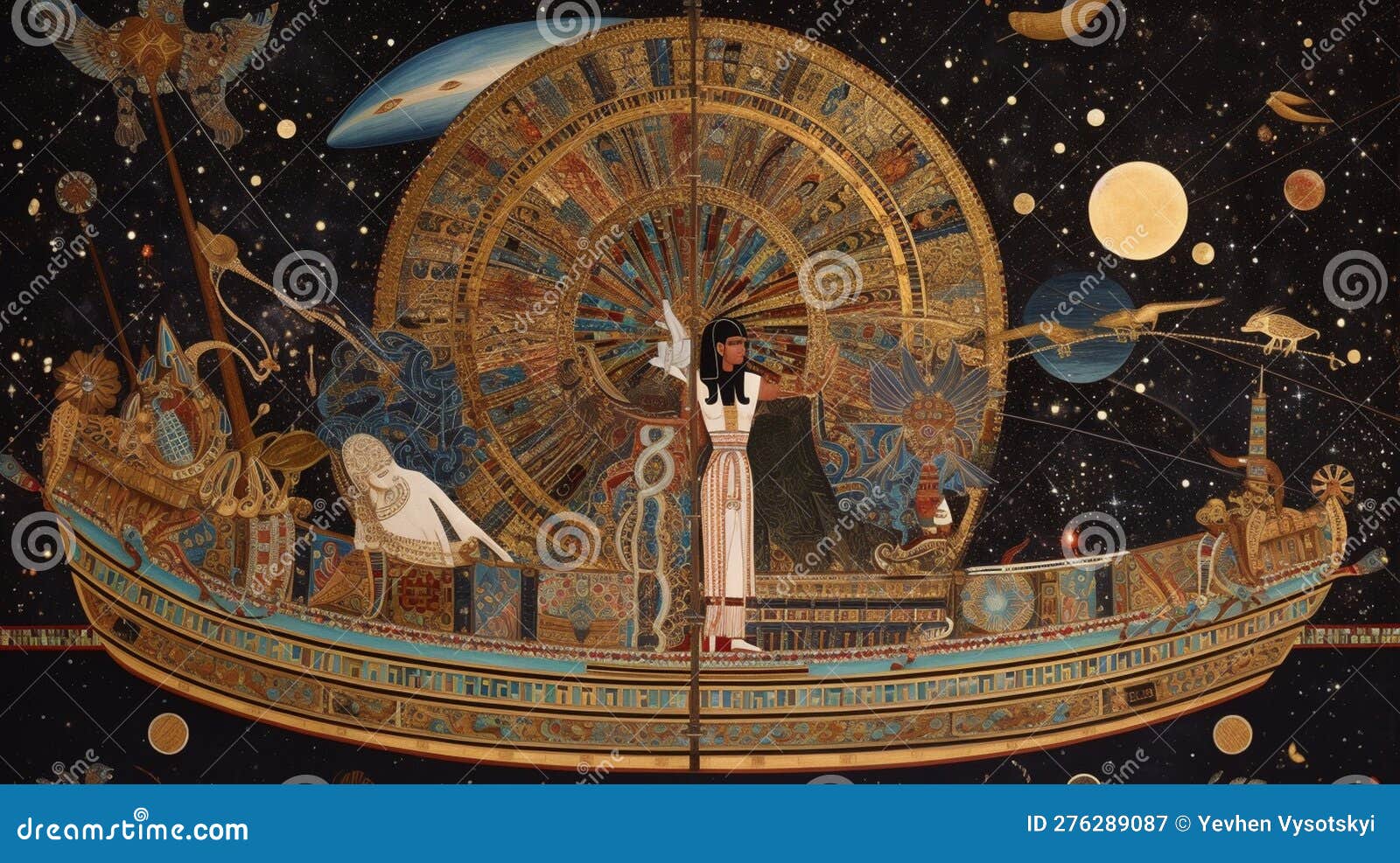 Egypt Pharaoh at the Controls of Space Ship Stock Illustration ...