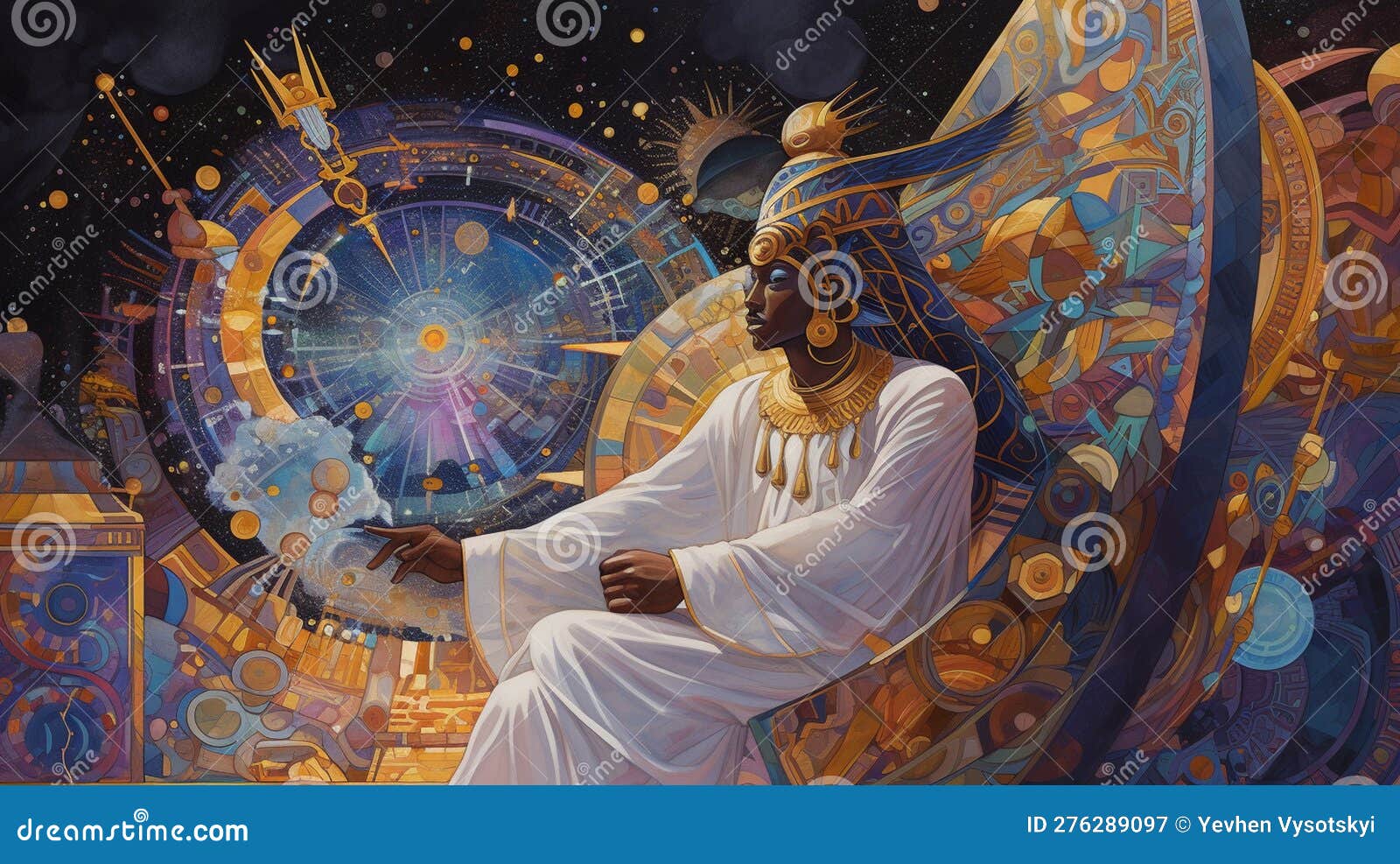 Egypt Pharaoh at the Controls of Space Ship Stock Illustration ...