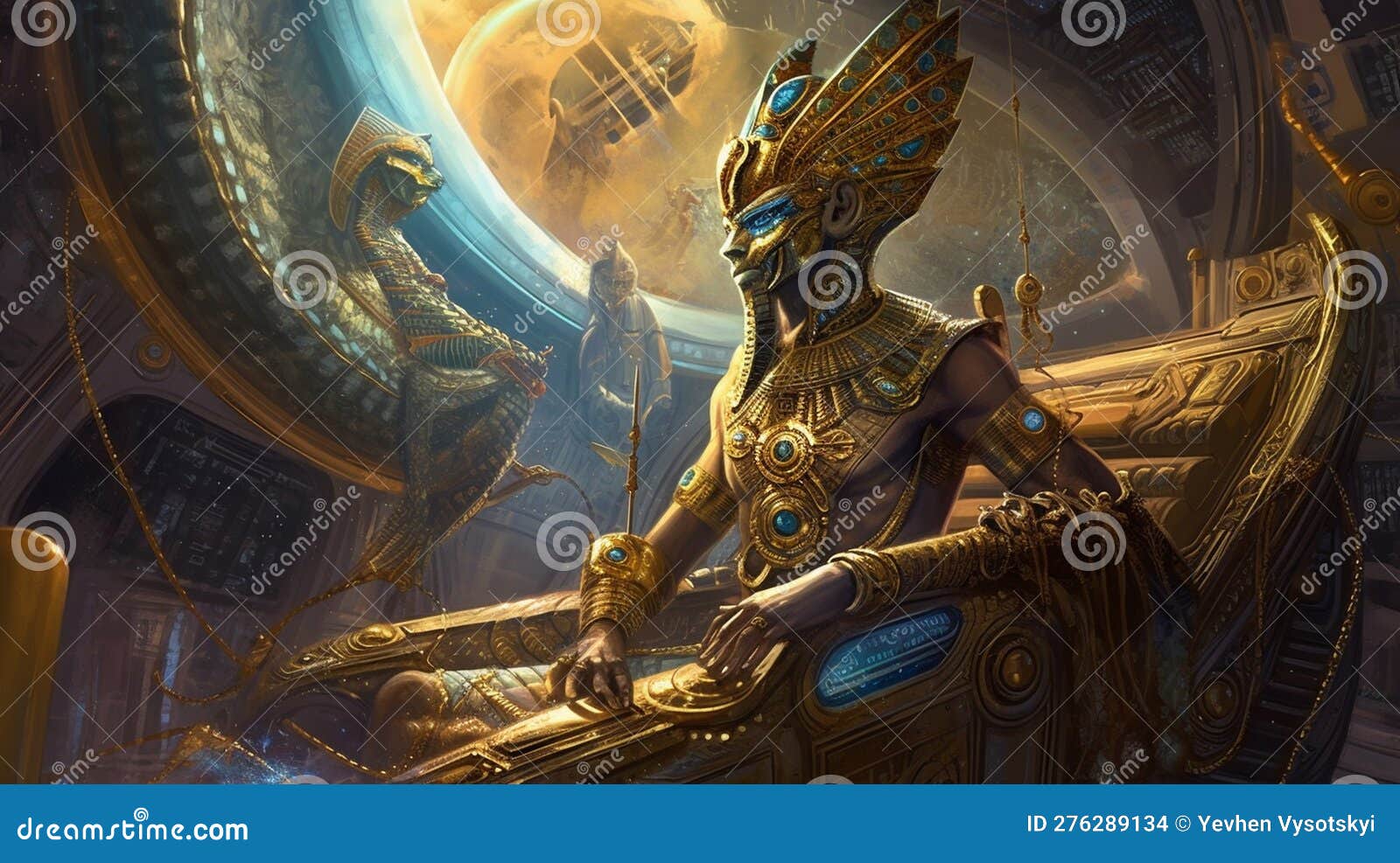 Egypt Pharaoh at the Controls of Space Ship Stock Illustration ...