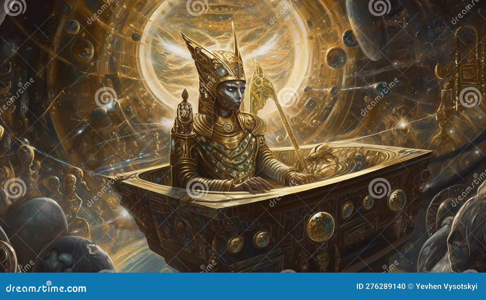 Egypt Pharaoh at the Controls of Space Ship Stock Illustration ...
