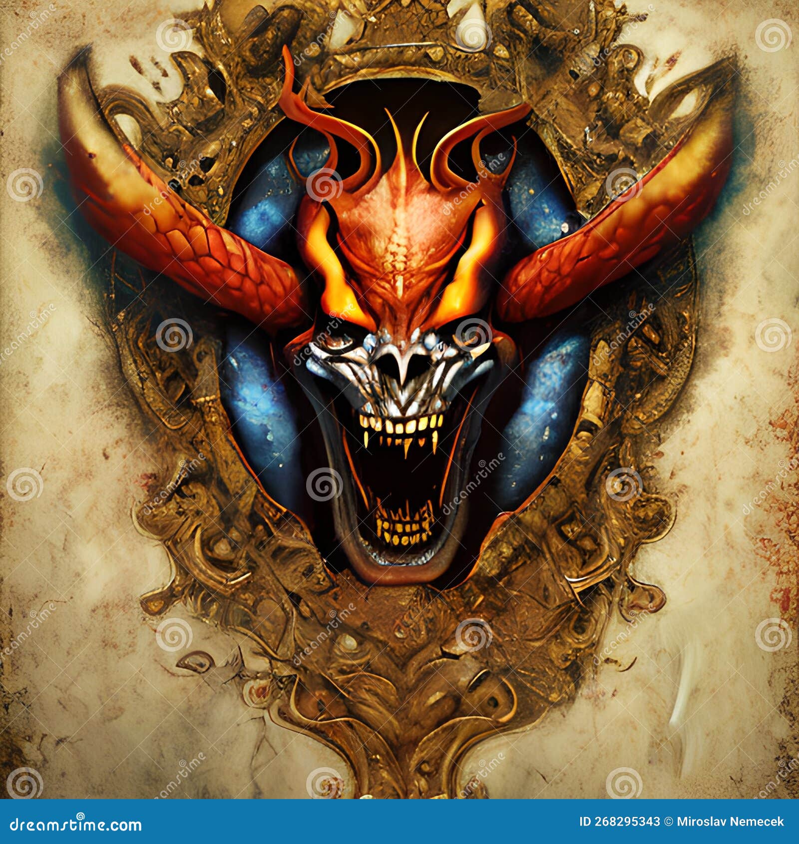 Painting Devil on the Wall, Generative AI Illustration Stock ...