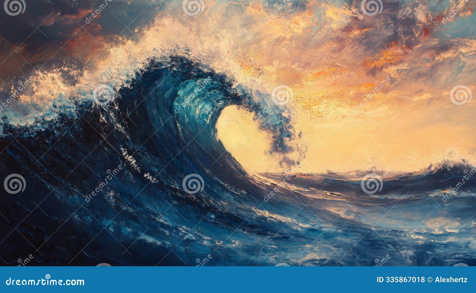 Painting of a Dramatic Ocean Wave Stock Photo - Image of nature, splash ...