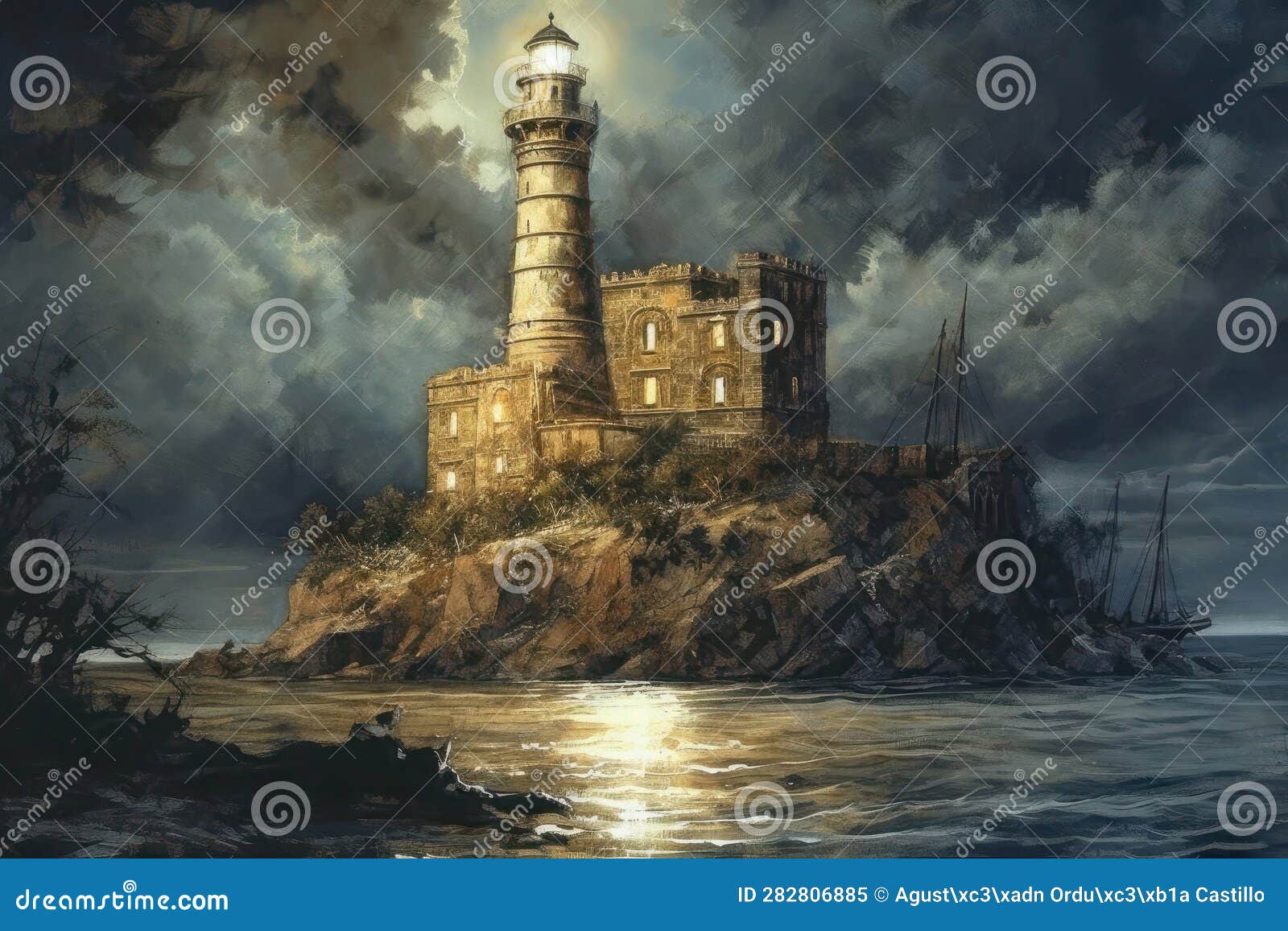 Painting from a Drawing of the Ancient Lighthouse of Alexandria in ...