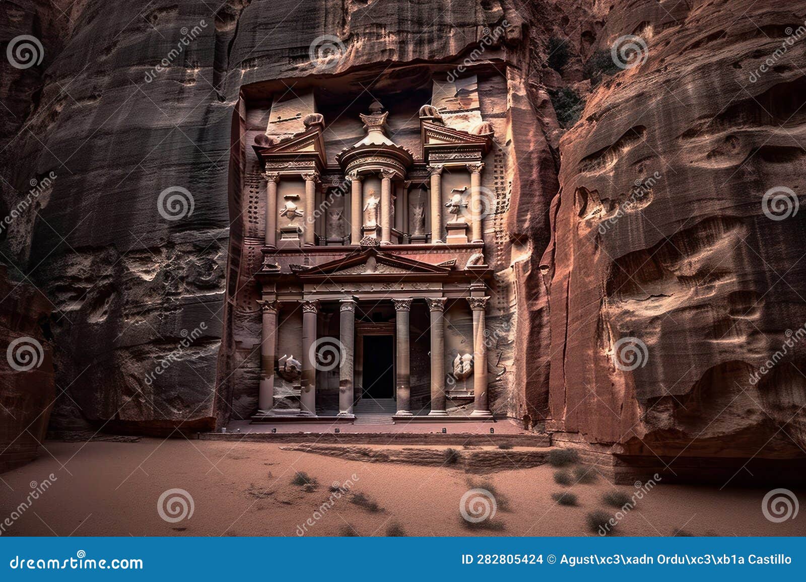 Painting from a Drawing of PETRA in JORDAN. Stock Illustration ...