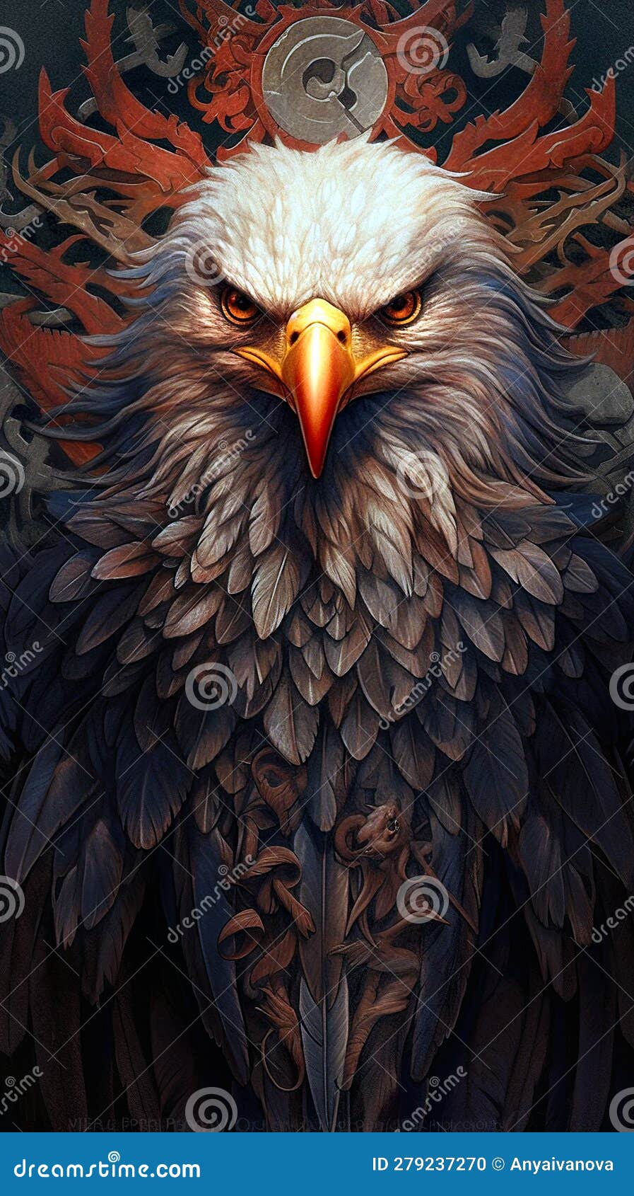 A Painting of an Eagle with Feathers on Its Head. Generative AI Image ...