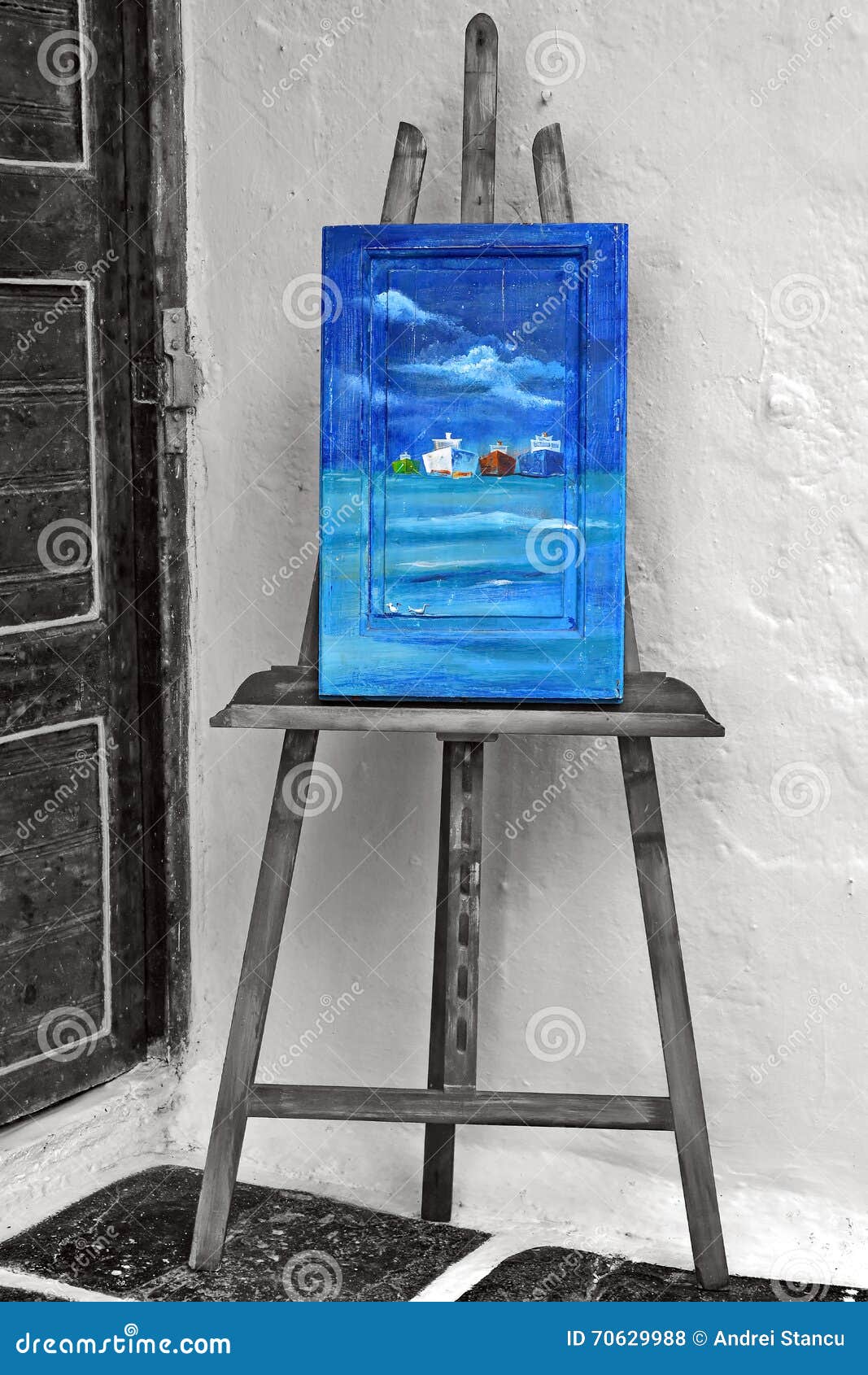 Painting on easel editorial stock photo. Image of artwork - 70629988