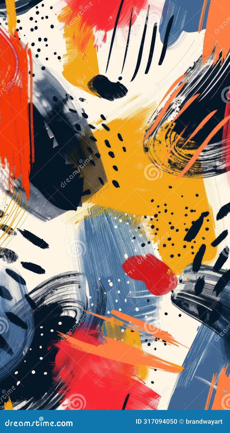 Abstract Painting with Various Colors and Shapes Stock Illustration ...