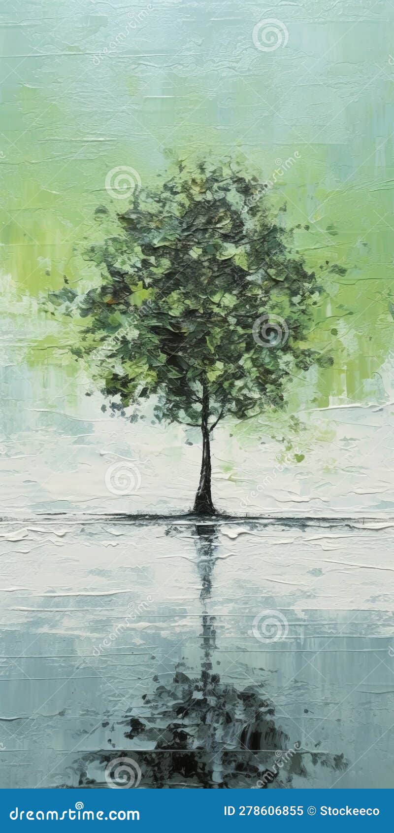 Minimalistic Landscape Painting with Tree in Monet Style Stock ...