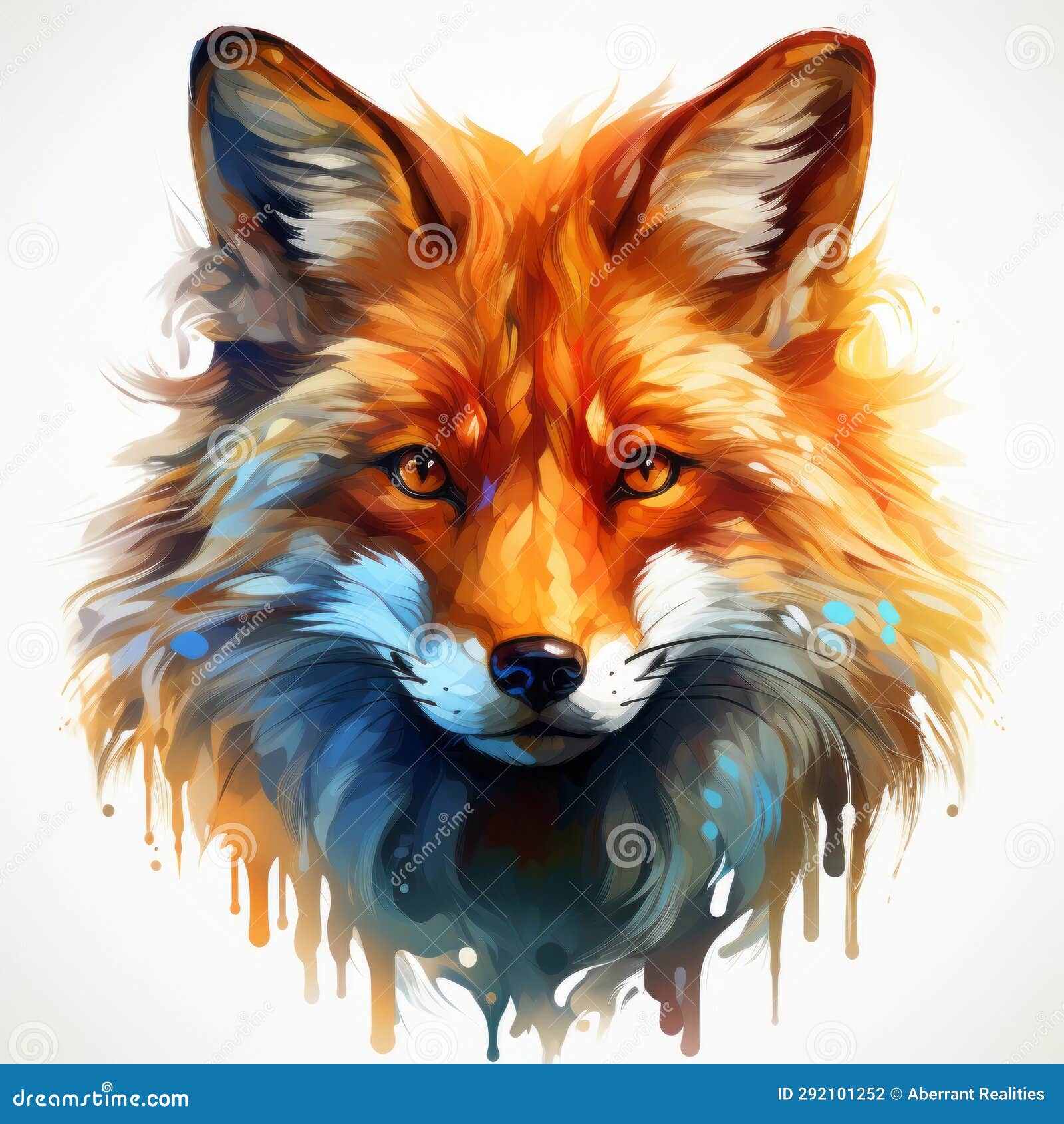 A Painting of a Fox with Paint Splatters on it Stock Photo - Image of ...