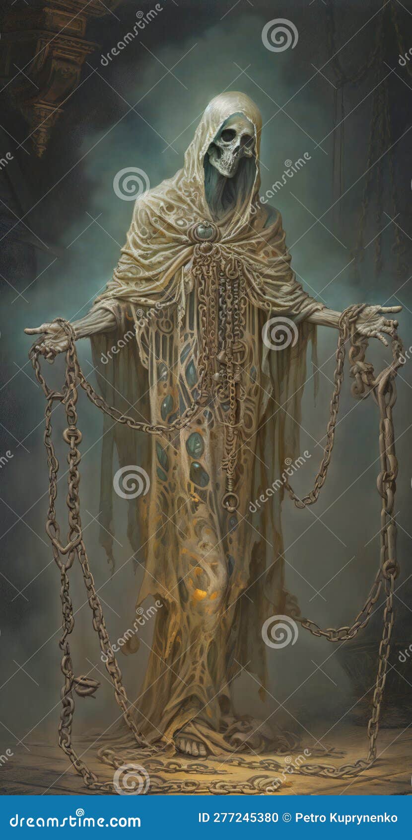 A Painting of a Ghost with Chains Stock Illustration - Illustration of ...