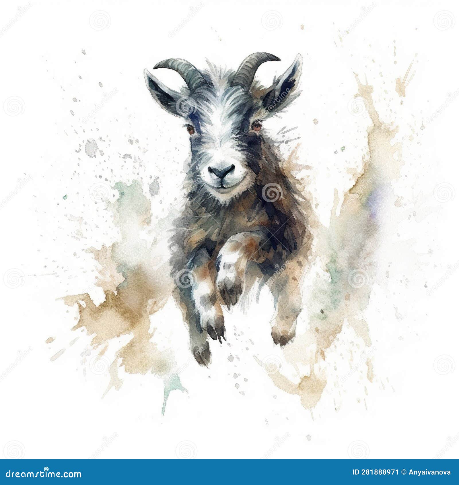 A Painting of a Goat Jumping in the Air. Generative AI Image. Stock ...