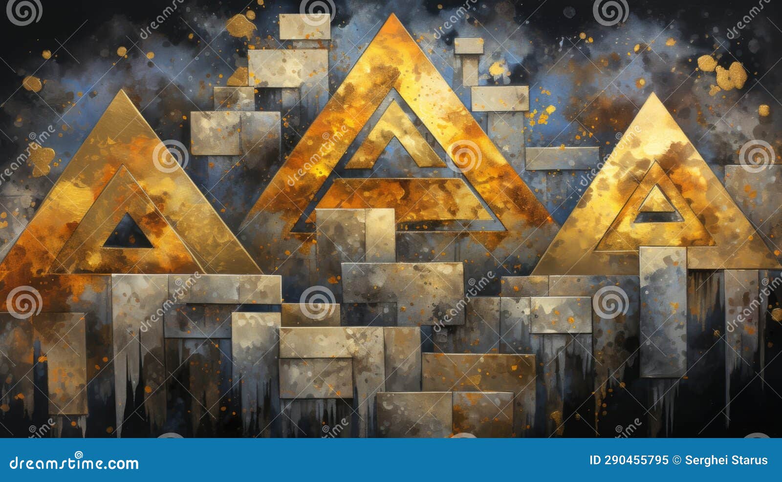 A Painting of a Golden Triangle Surrounded by Smaller Triangles ...