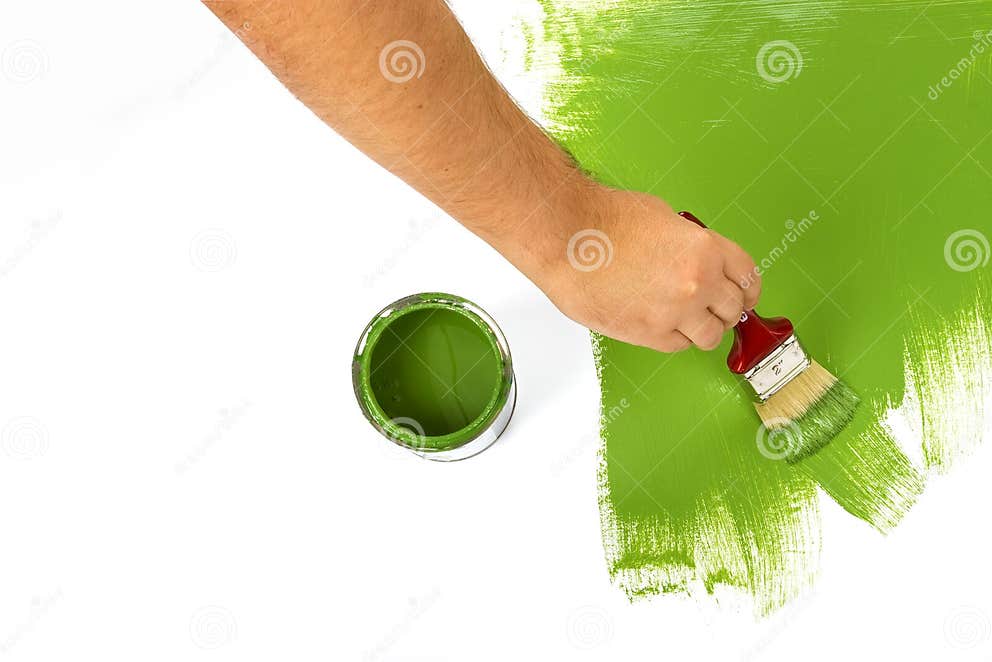 Painting with green paint stock photo. Image of refinishing - 6335564
