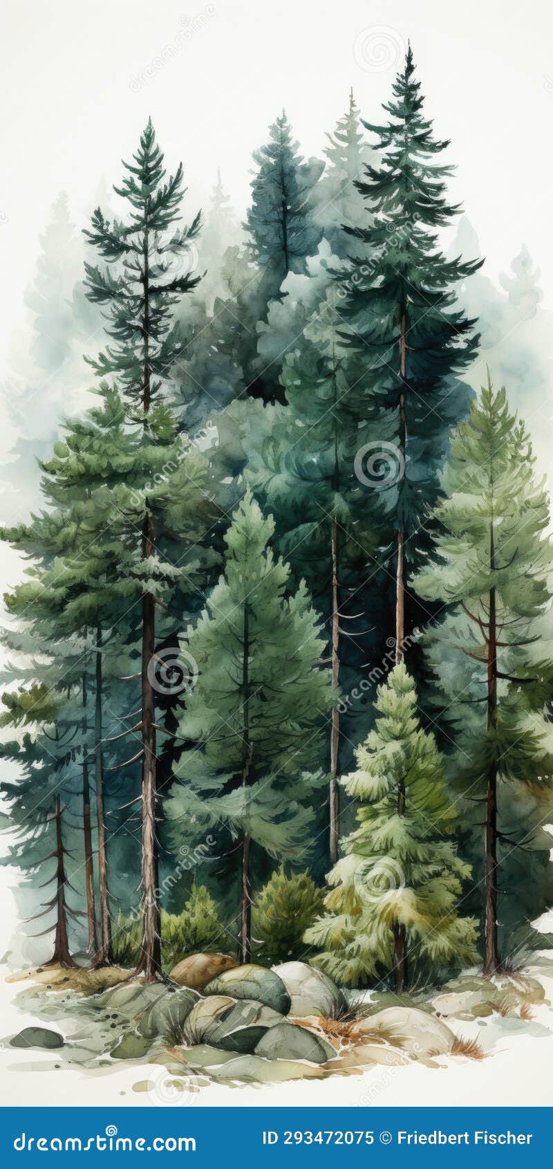 Group Of Trees Shrouded In Mist In A Foggy Forest, A Mystical Fog ...