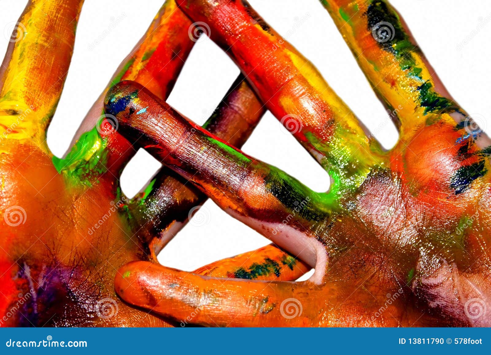 Painting hands stock photo. Image of blue, paper, multi - 13811790
