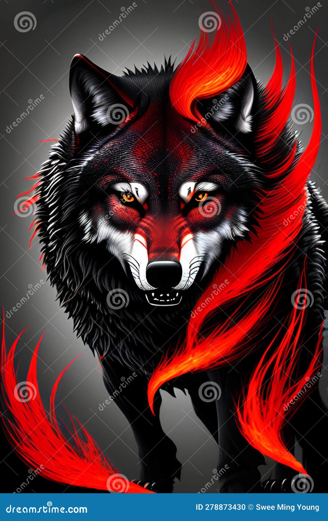 A Painting Headshot Image of the Ferocious Animals with Fiery Eyes ...