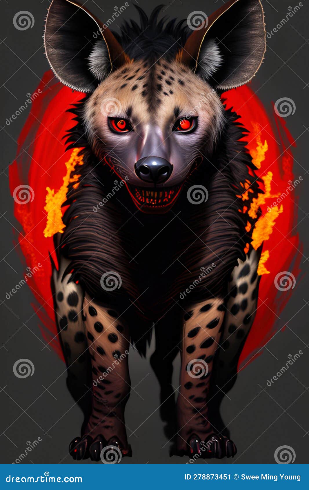 A Painting Headshot Image of the Ferocious Animals with Fiery Eyes ...