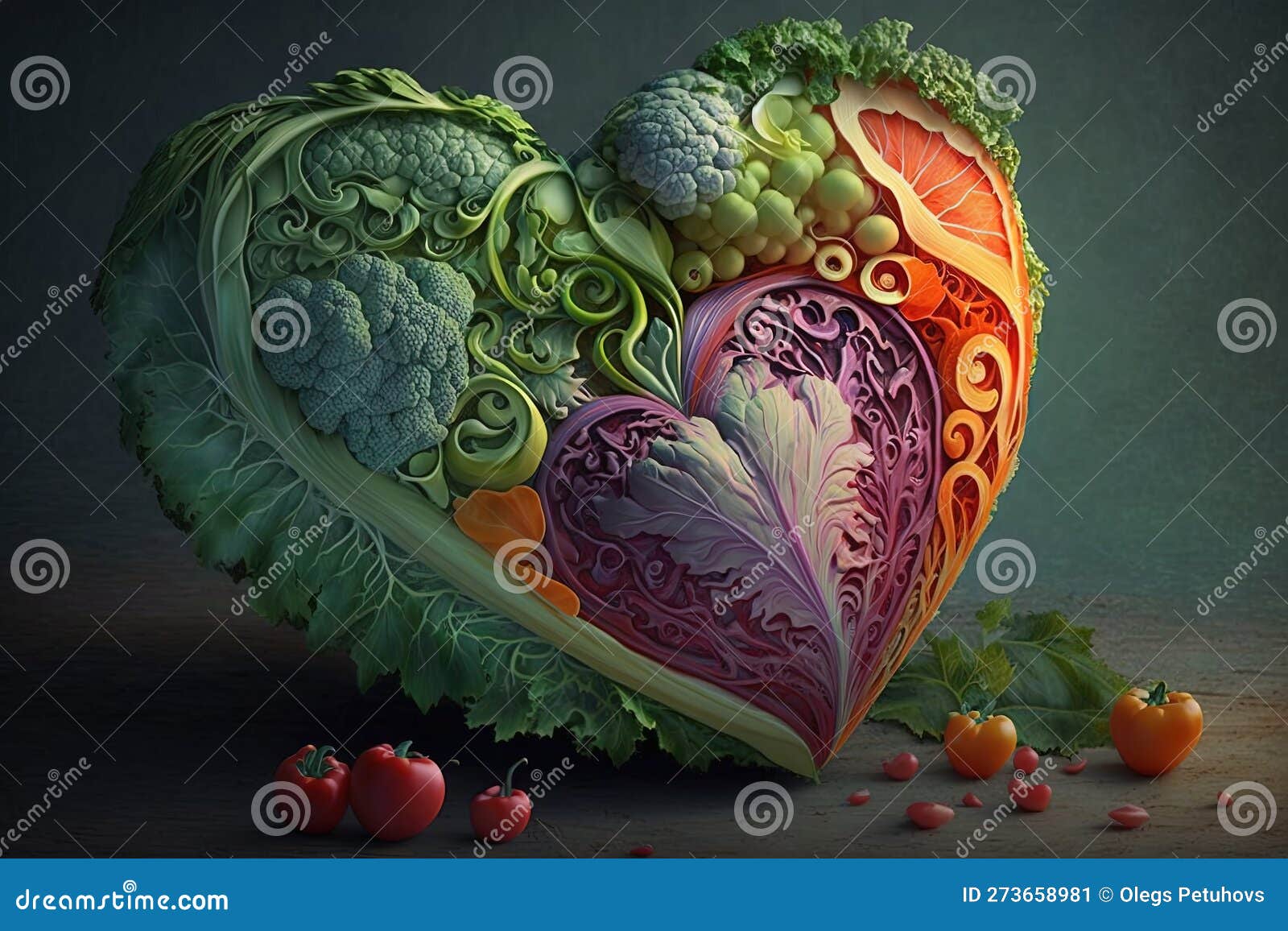A Painting of a Heart Shaped Vegetable with Vegetables Surrounding it ...