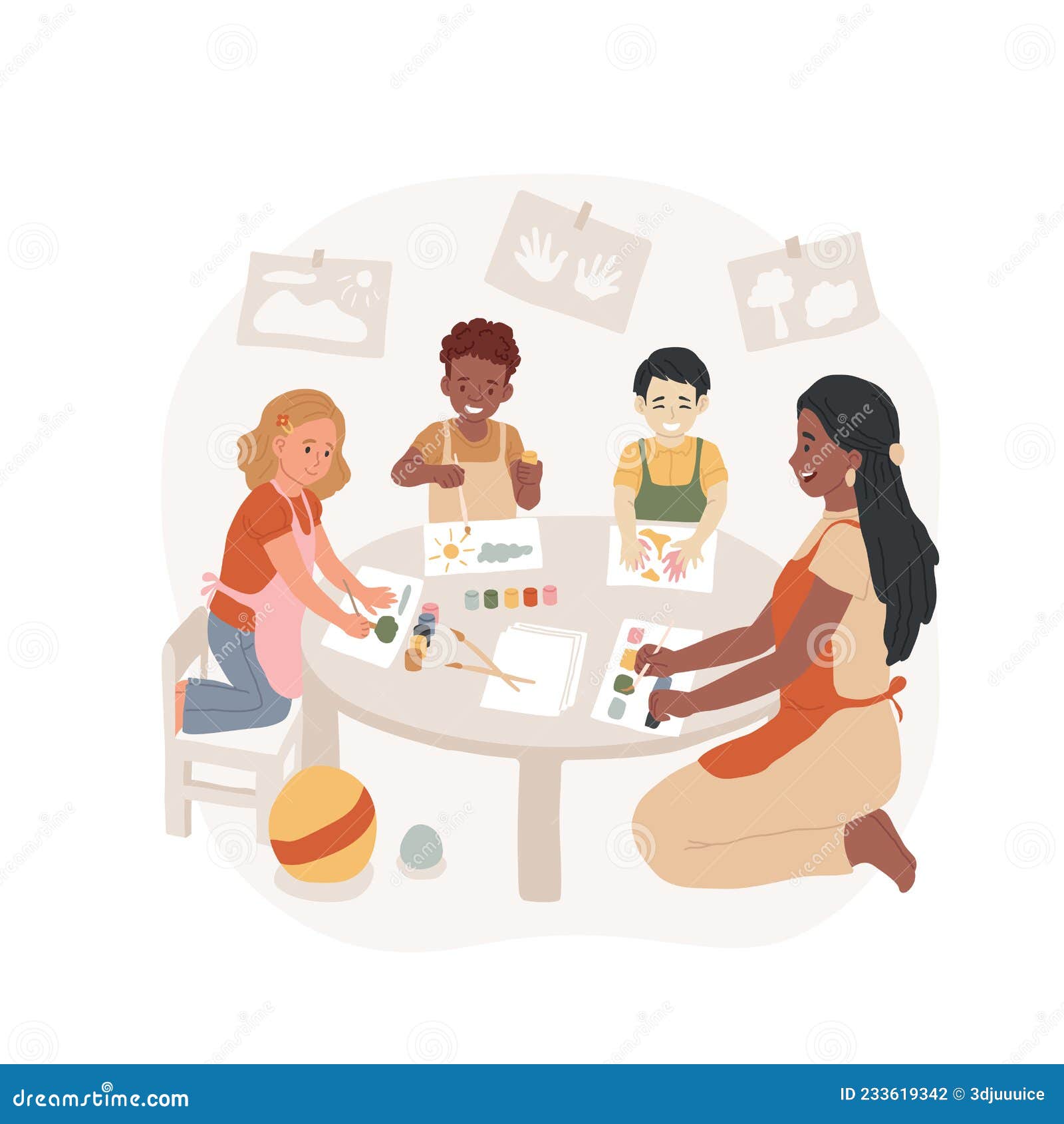 Kindergarten Curriculum Isolated Cartoon Vector Illustration Set ...