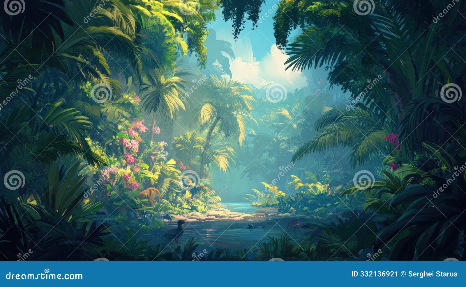 Jungle Scene In Florida With A Blue Sand Boil Spring Royalty-Free Stock ...