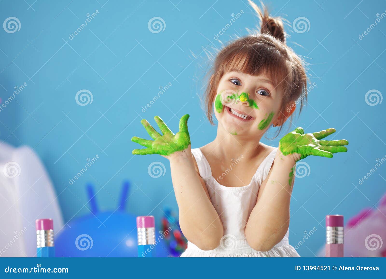 Painting kid girl stock image. Image of human, elementary - 13994521