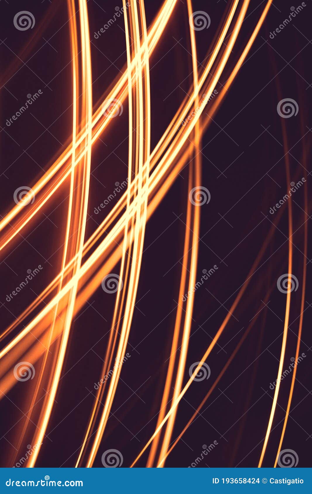 Painting with Light at Night, Bright Orange Line Shape on a Black ...
