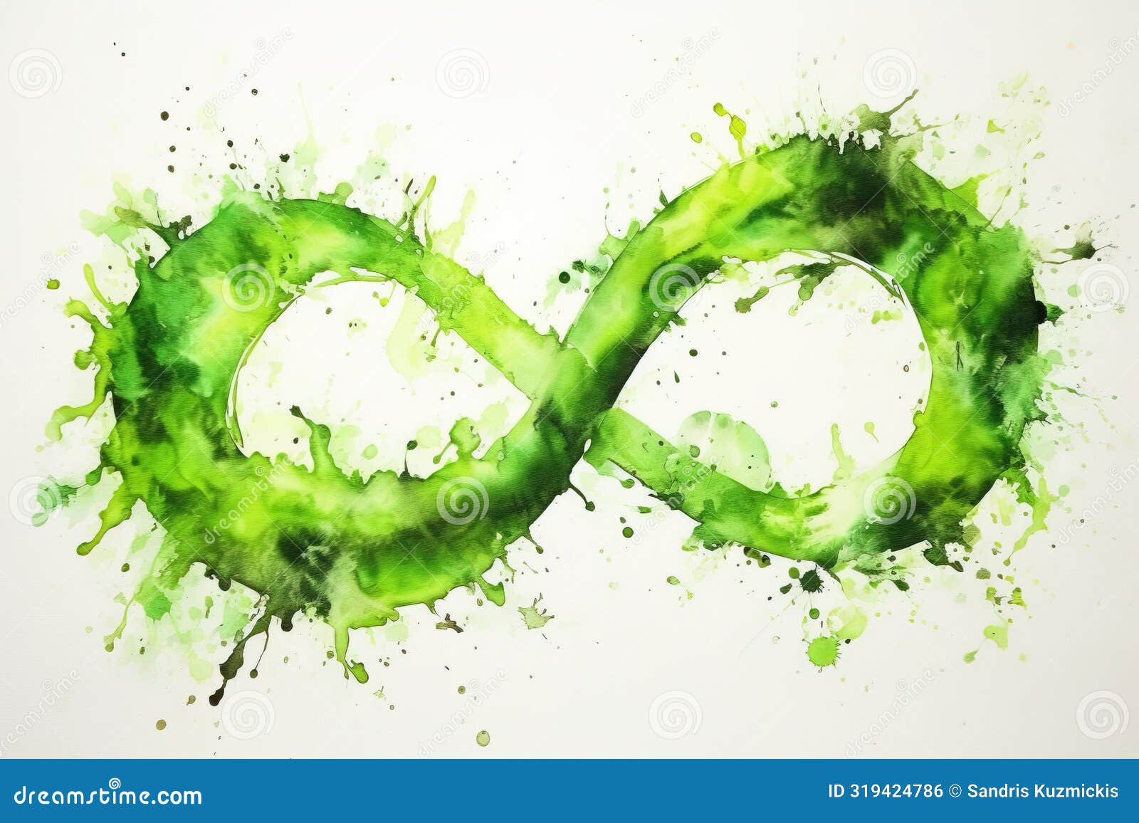 Painting of Lime Green Infinity Symbol. Generative AI. Stock ...