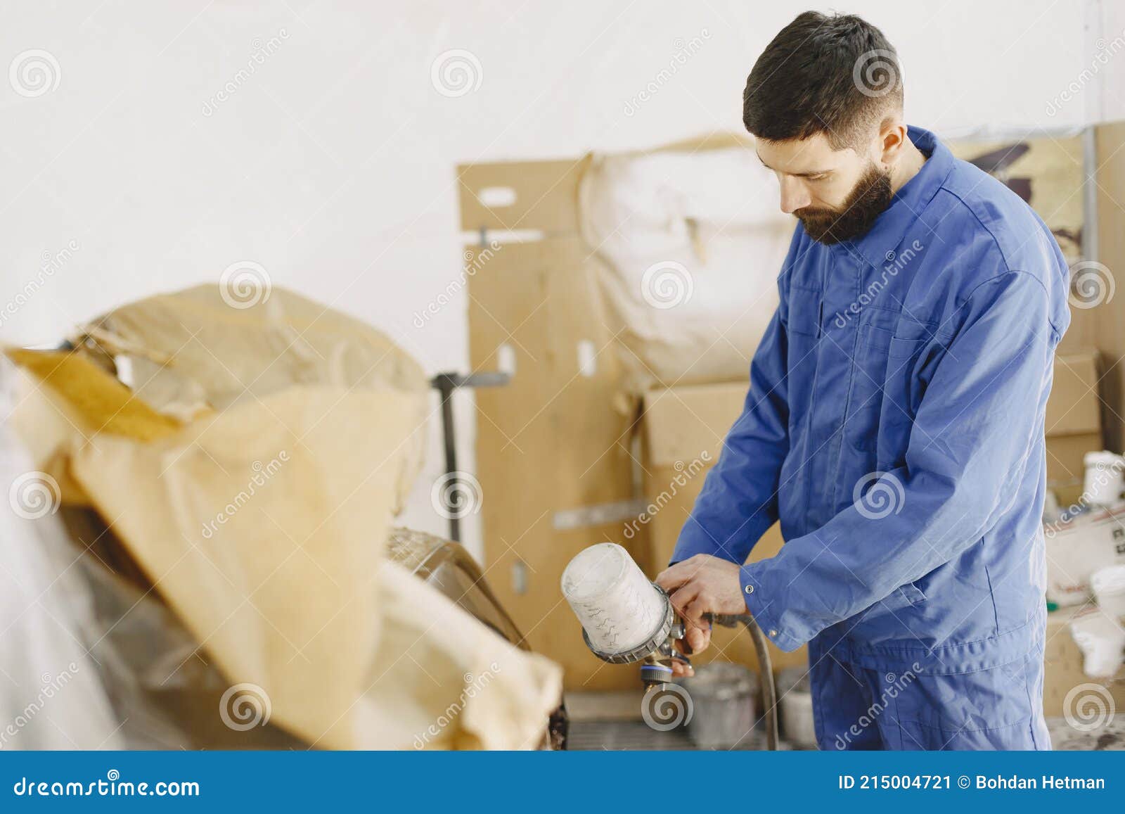 Sanding and Painting Machine in Garage with Tools Stock Image - Image ...