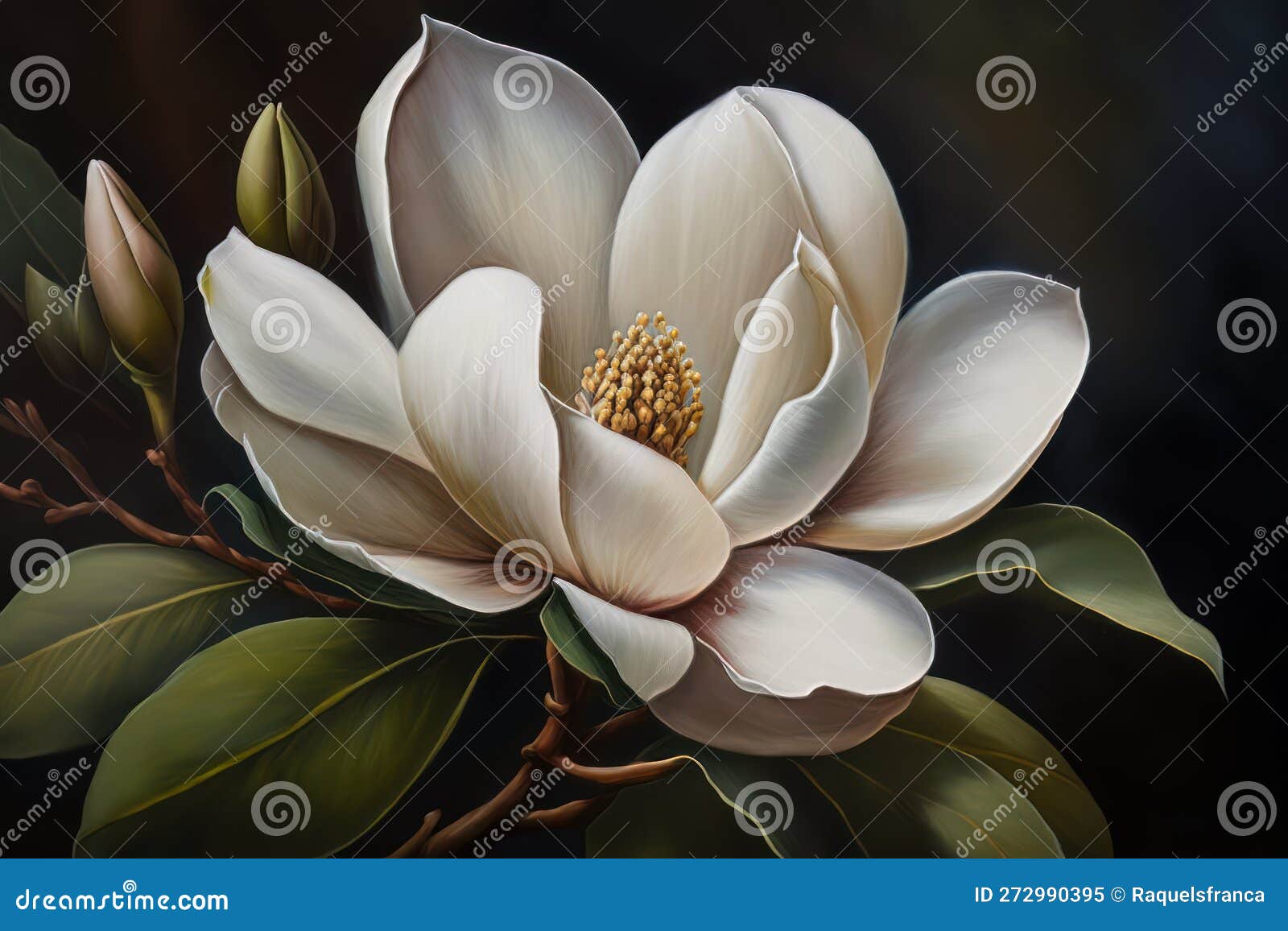 Painting of a Magnolia Flower Stock Illustration - Illustration of ...