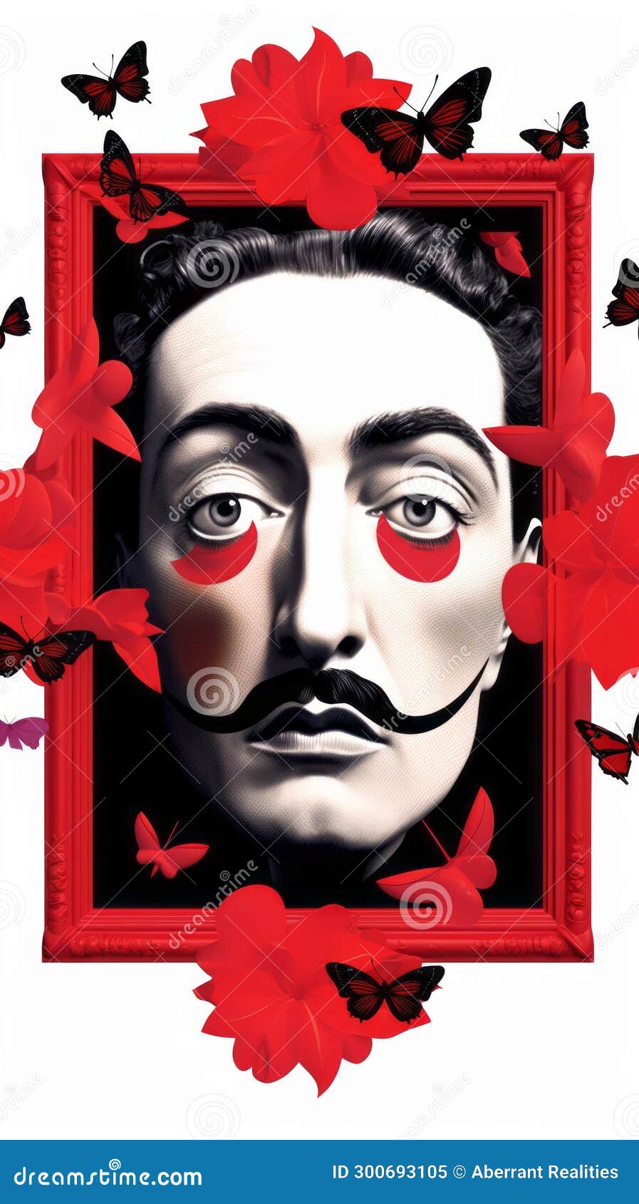 A Painting of a Man with a Mustache and Butterfly Wings Stock ...