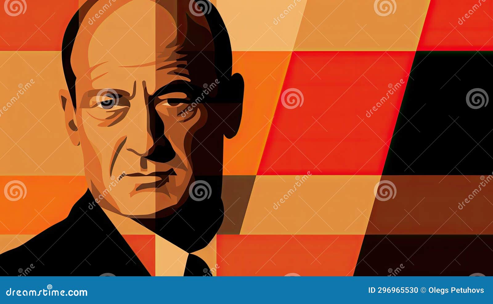 A Painting of a Man in a Suit and Tie with an Orange and Black ...