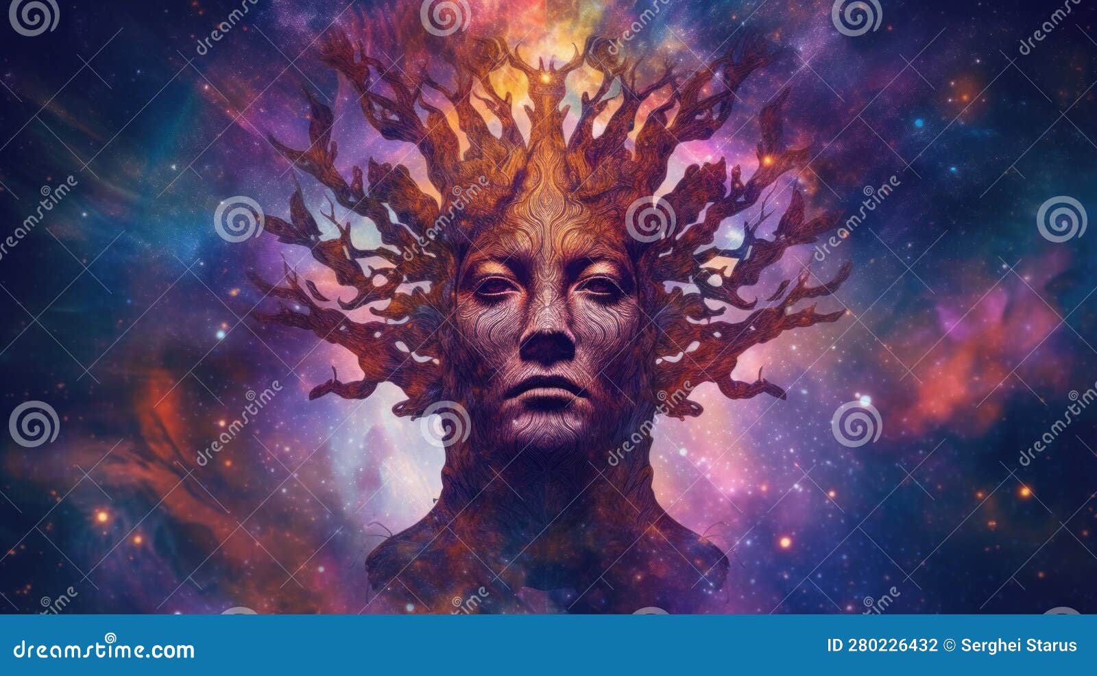 A Painting of a Man with a Tree on His Head. Generative AI Image. Stock ...