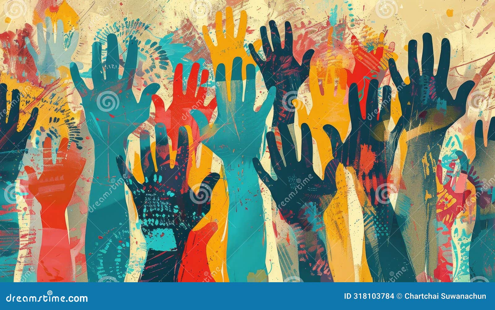 A Painting of Many Hands with Different Colors and Sizes by AI ...