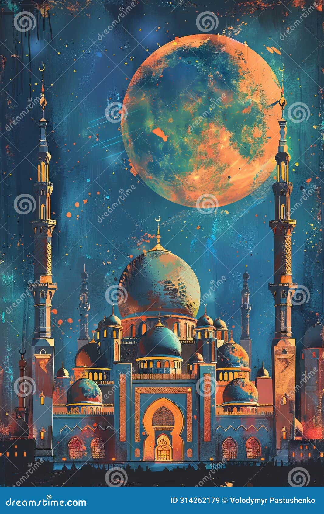 Moon Ramadan Islamic Background, Sky Night Star Crescent Moon Eid ...