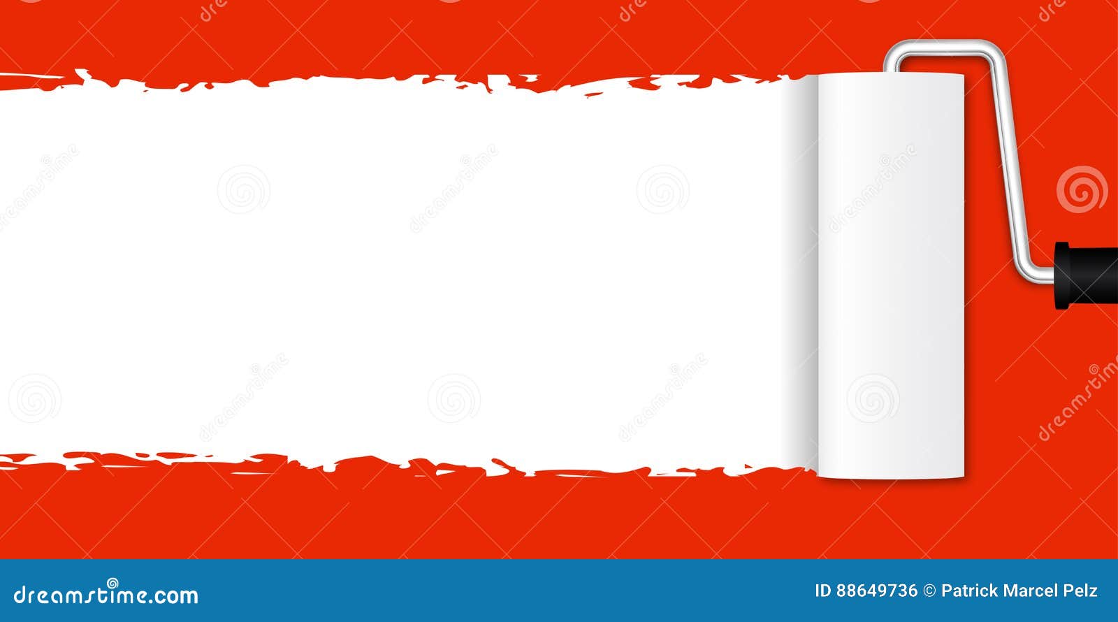 Painting with Paint Roller - Red Stock Vector - Illustration of making ...