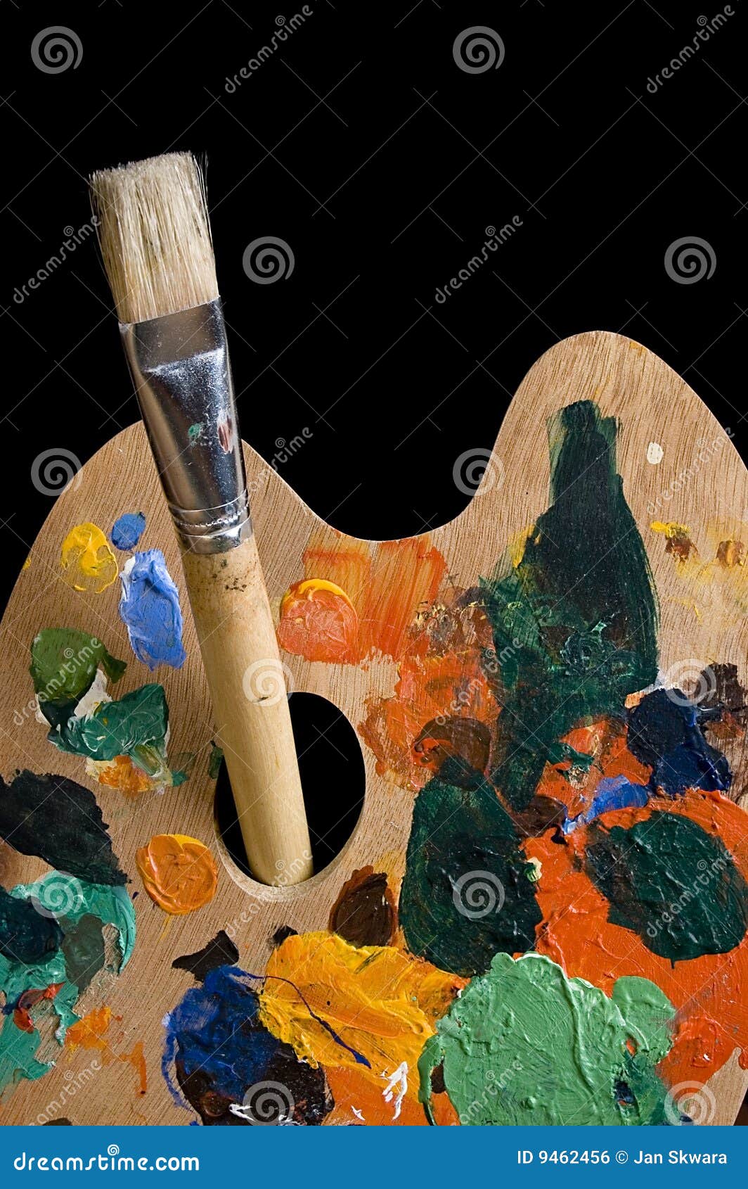 Painting: Palette and Brush Stock Photo - Image of palette, green: 9462456