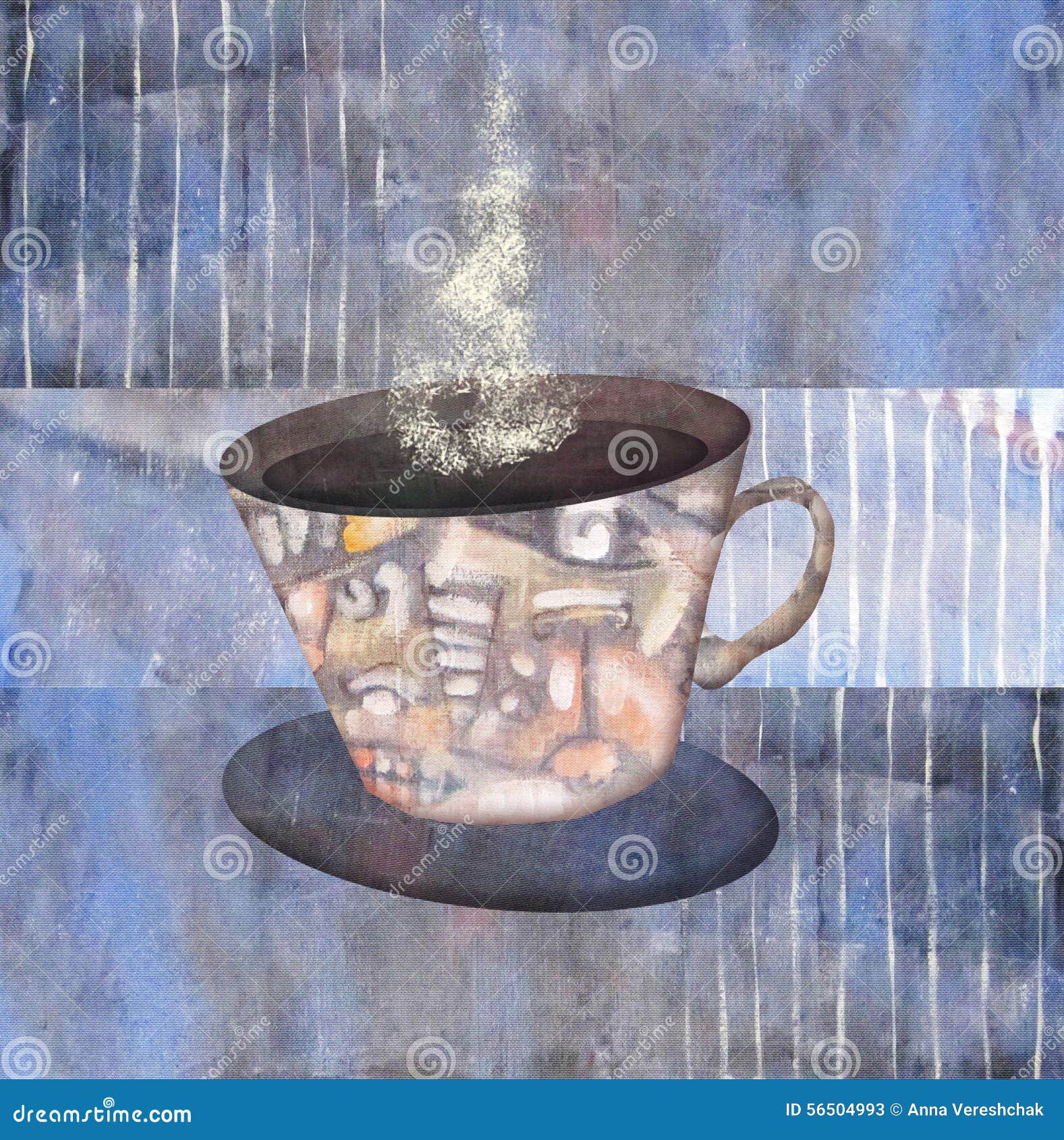 Painting Patterned Cups of Steaming Coffee or Tea Stock Illustration ... Painting Patterned Cups of Steaming Coffee or Tea Stock Illustration ...
