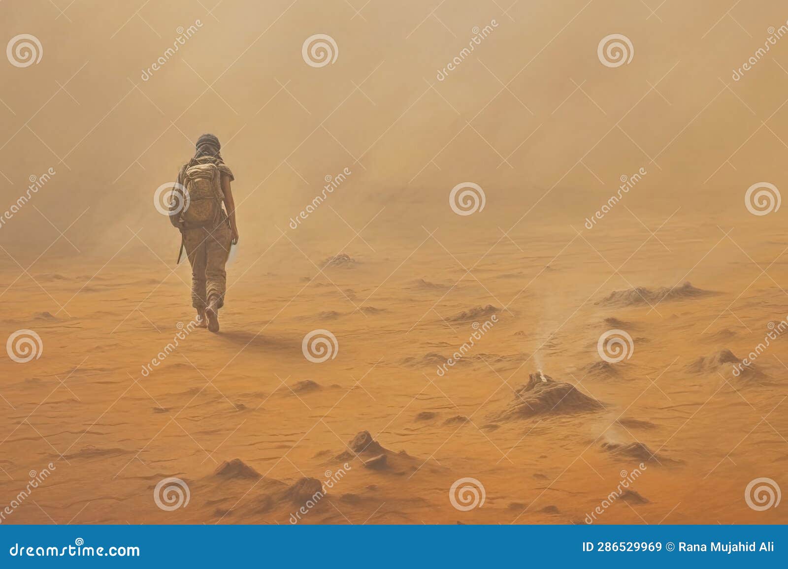 A Painting of People Running in a Dust Storm, Generative AI Stock Image ...