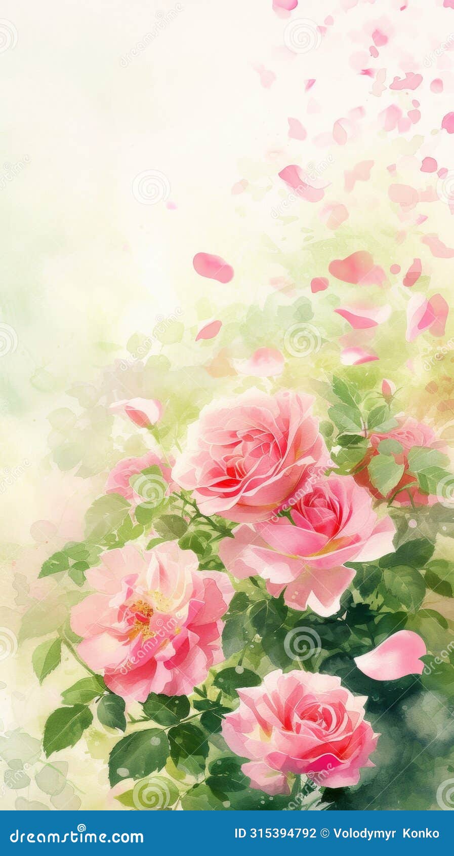 Painting of Pink Roses on a White Background Stock Photo - Image of ...