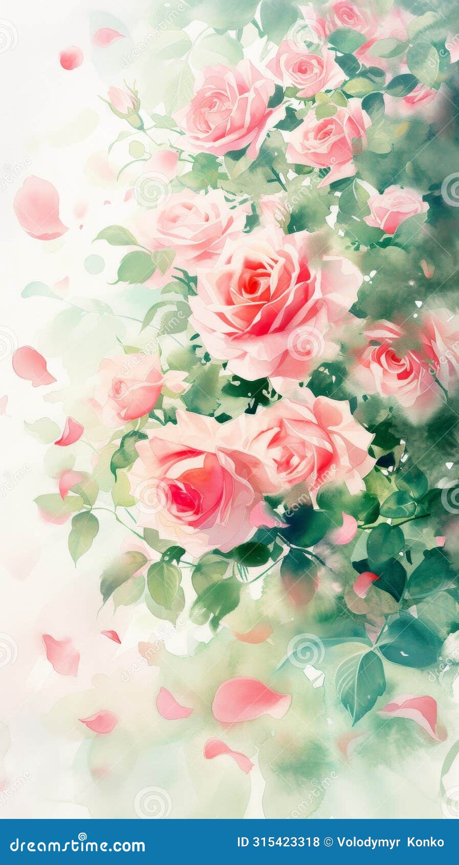 Painting of Pink Roses on a White Background Stock Photo - Image of ...