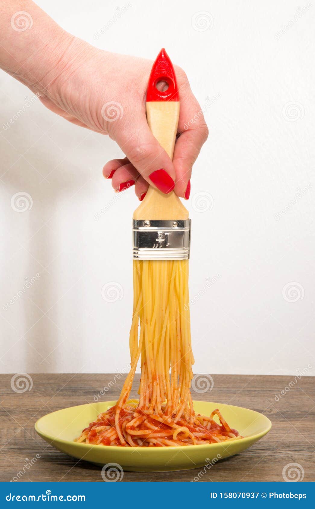 Painting a Plate of Spaghetti Stock Image - Image of italian, brush ...